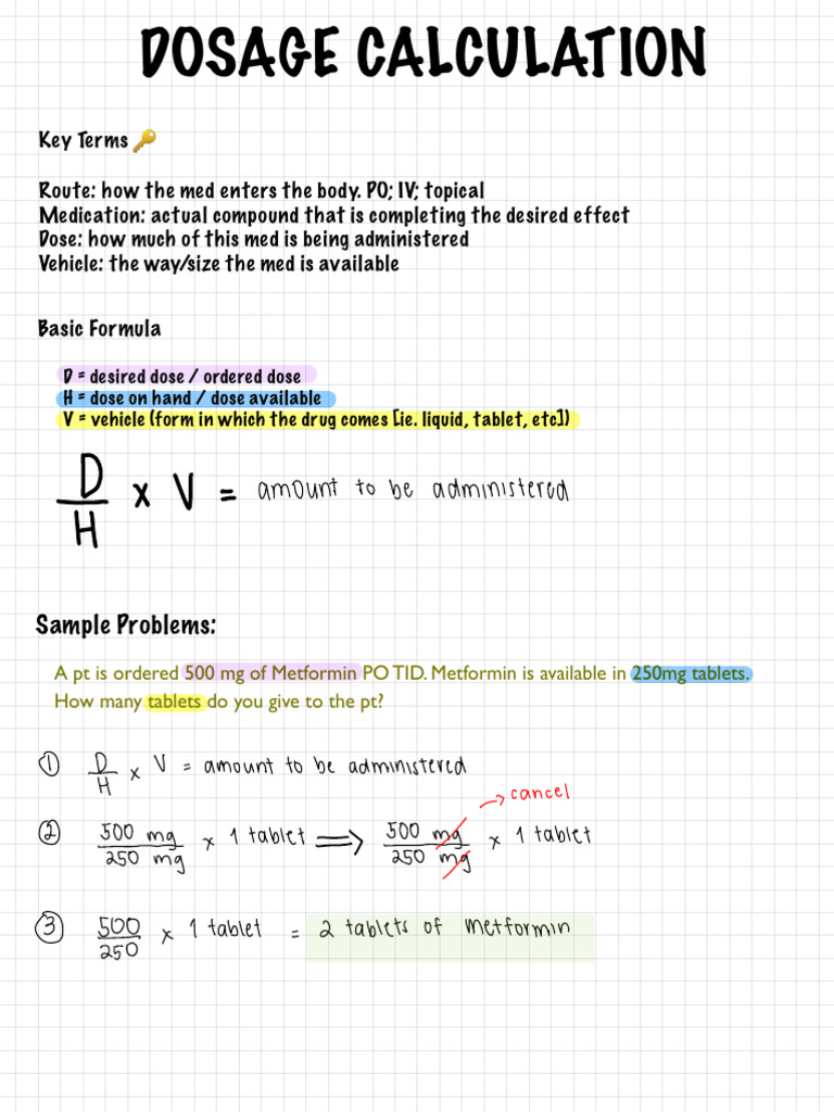 Dosage Calculation Notes - PDF Version 1 | PDF | Dose (Biochemistry ...