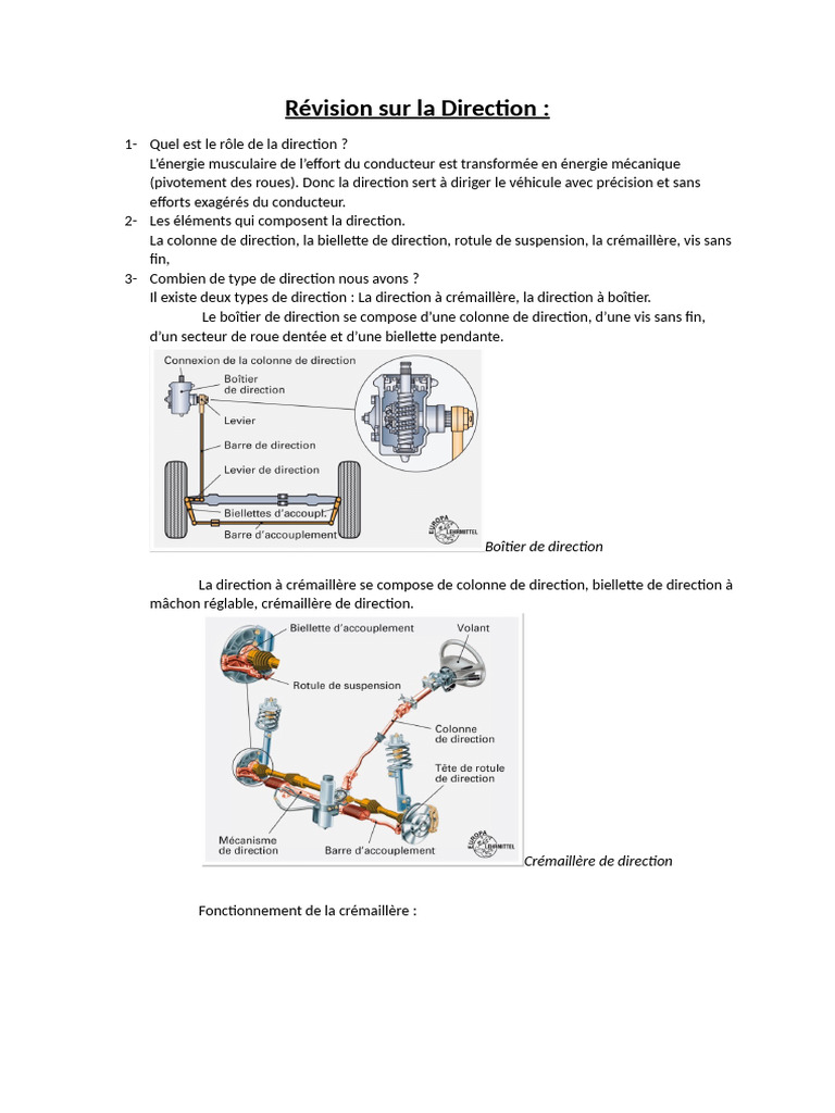 Révision sur la Direction Automobile | PDF | Électronique | Électricité