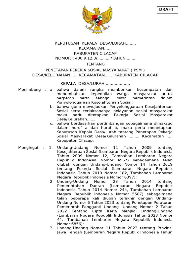 Penetapan Pekerja Sosial Masyarakat Desa | PDF