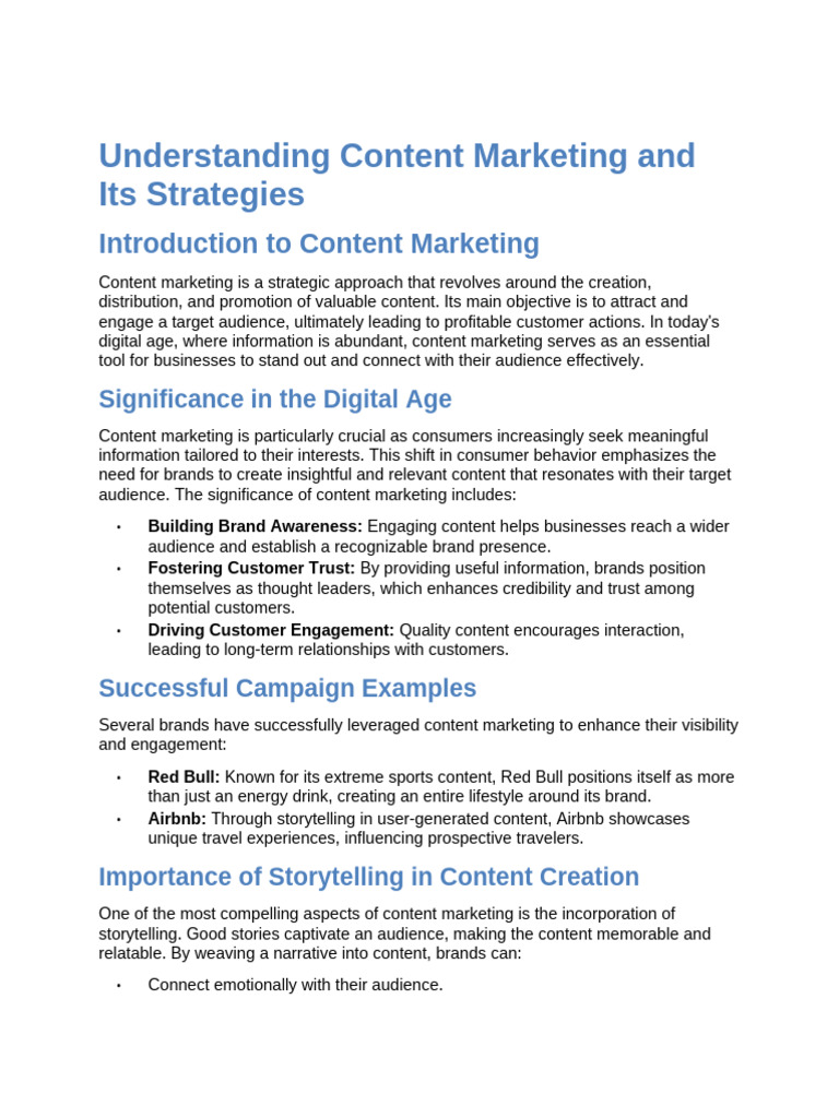 Understanding Content Marketing and Its Strategies | PDF | Search ...