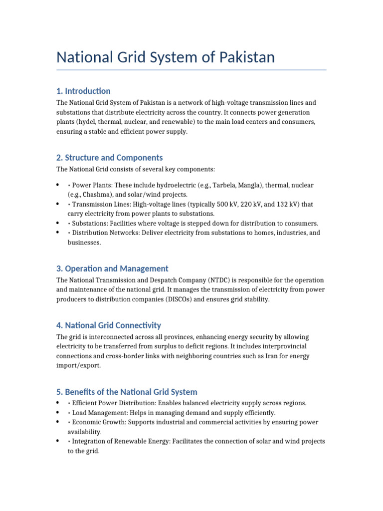 Pakistan's National Grid System Overview | PDF | Electrical Grid ...