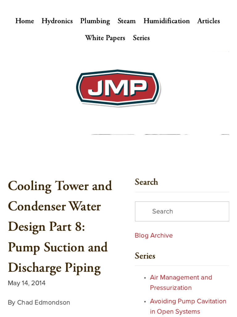 Cooling Tower and Condenser Water Design Part 8 - Pump Suction and ...