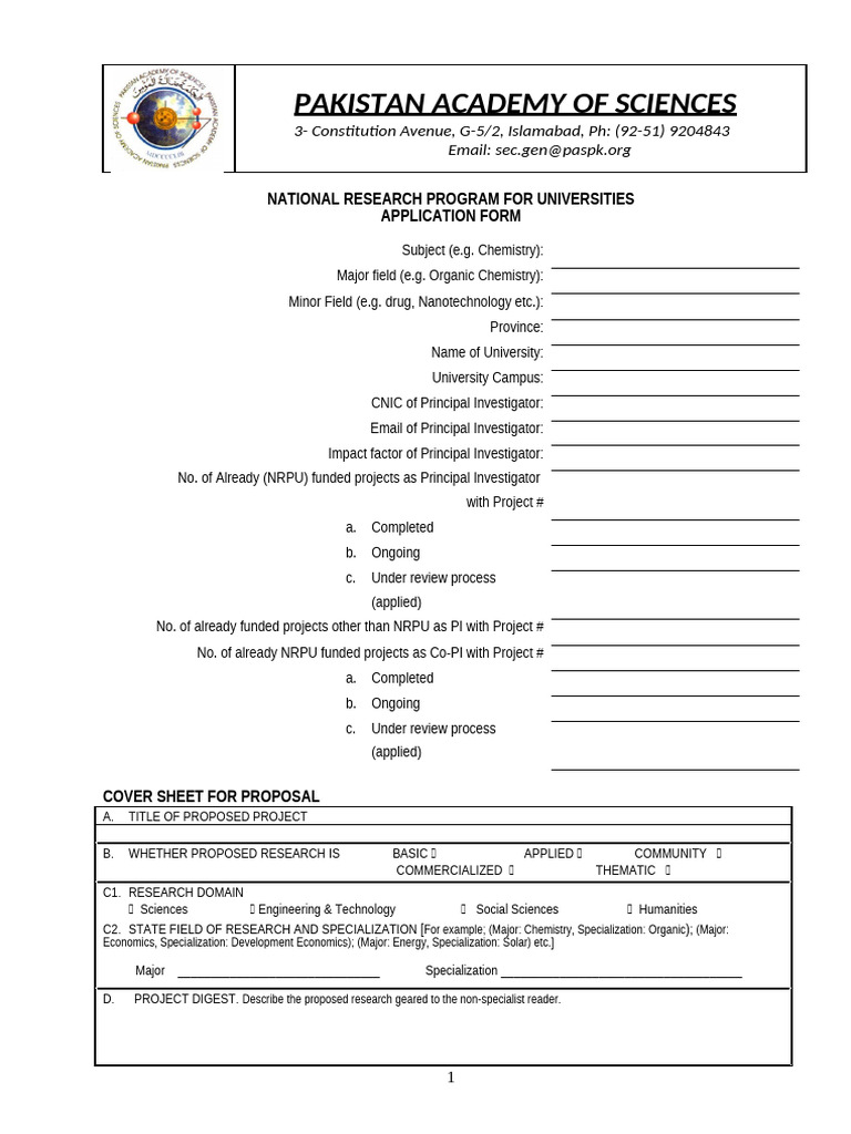 Research Grant Program Form | PDF | Academia