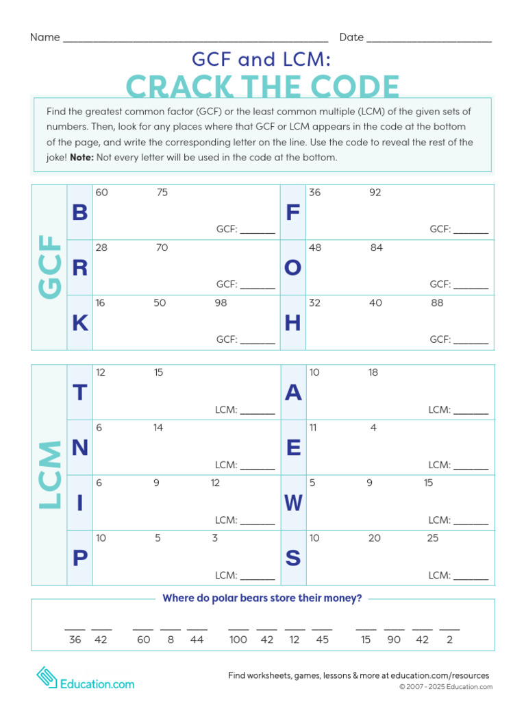 gcf-and-lcm-crack-the-code | PDF | Elementary Mathematics | Number Theory