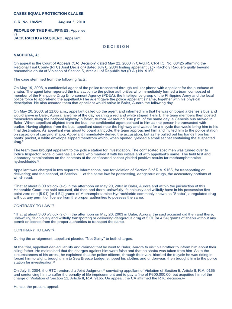 Cases Equal Protection Clause | PDF | Search And Seizure | Search Warrant
