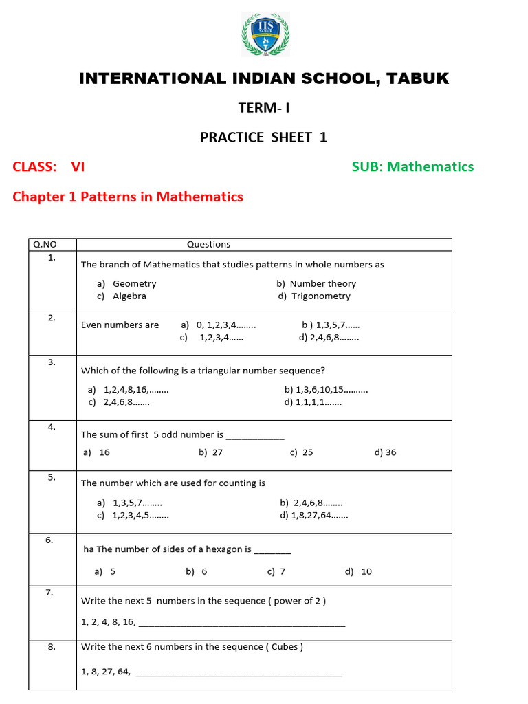 Mathematics Class VI | PDF