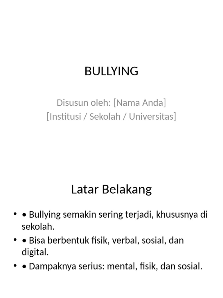 Panduan Lengkap Mengatasi Bullying di Sekolah | PDF