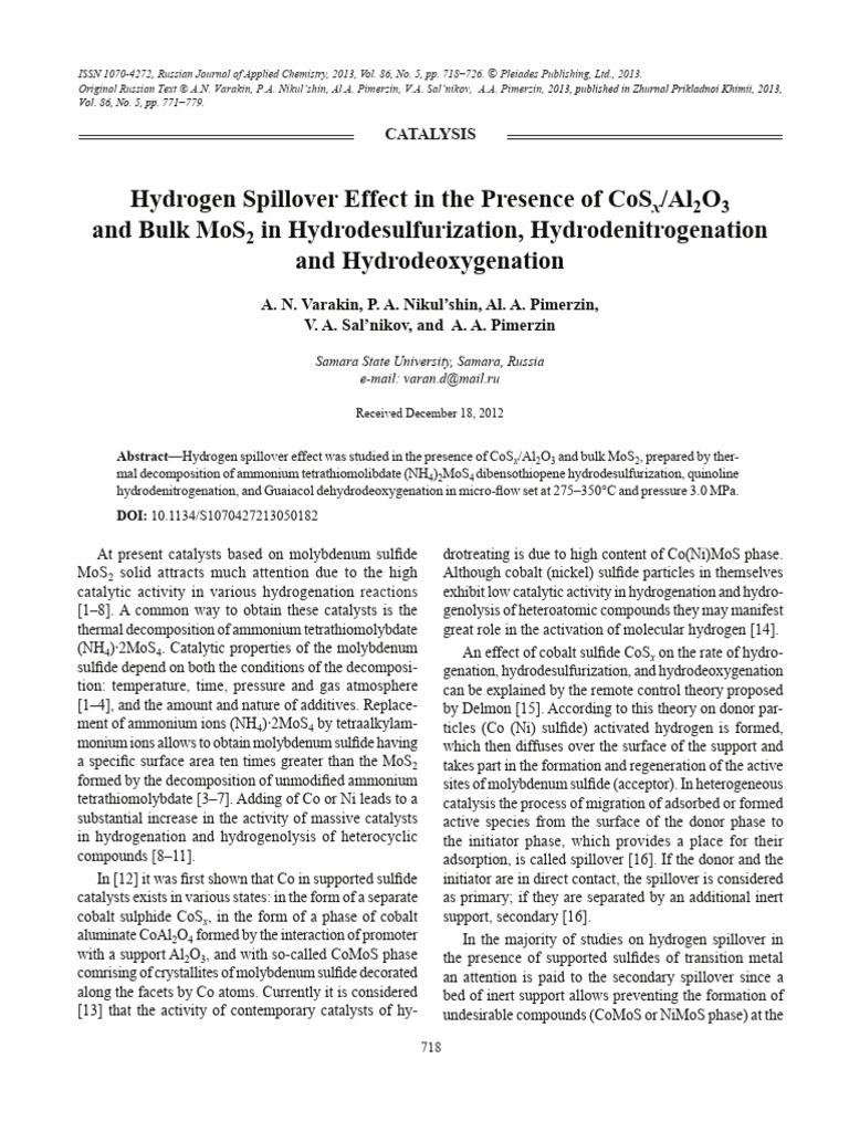 2013-Hydrogenation, Hydrodesulfurization, and Hydrodenitrogenation For Clean Energy Carriers ...