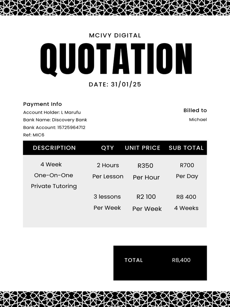 McIvy Digital Private Tutor Quotation | PDF