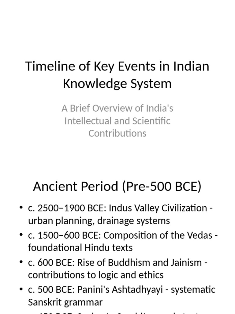 Timeline of Indian Knowledge Systems | PDF
