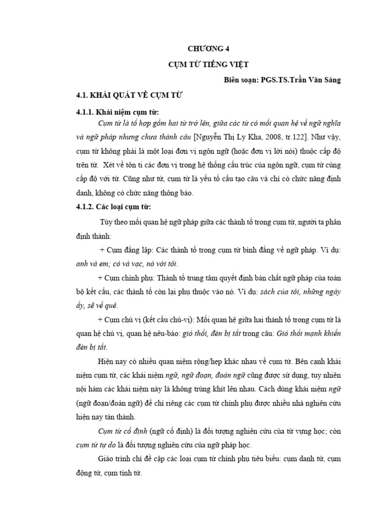 Ngu Phap Tv-Chuong 4 - Cum Tu | PDF
