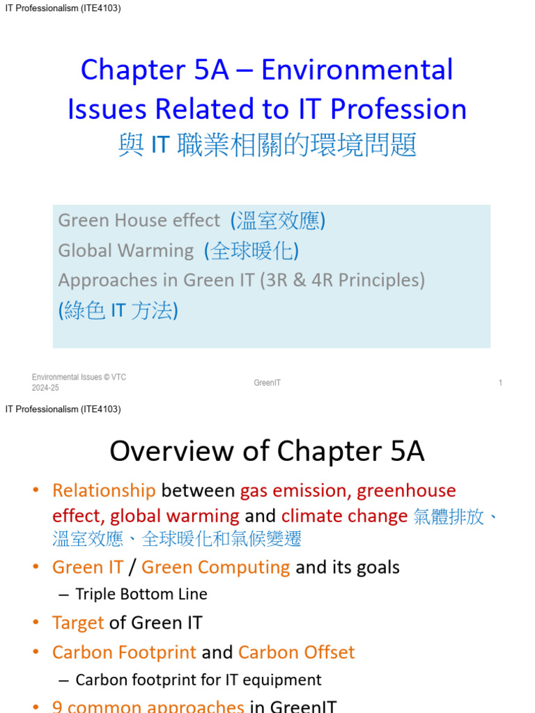 05 Environmental Issues - 5A - Green IT | PDF | Greenhouse Effect ...