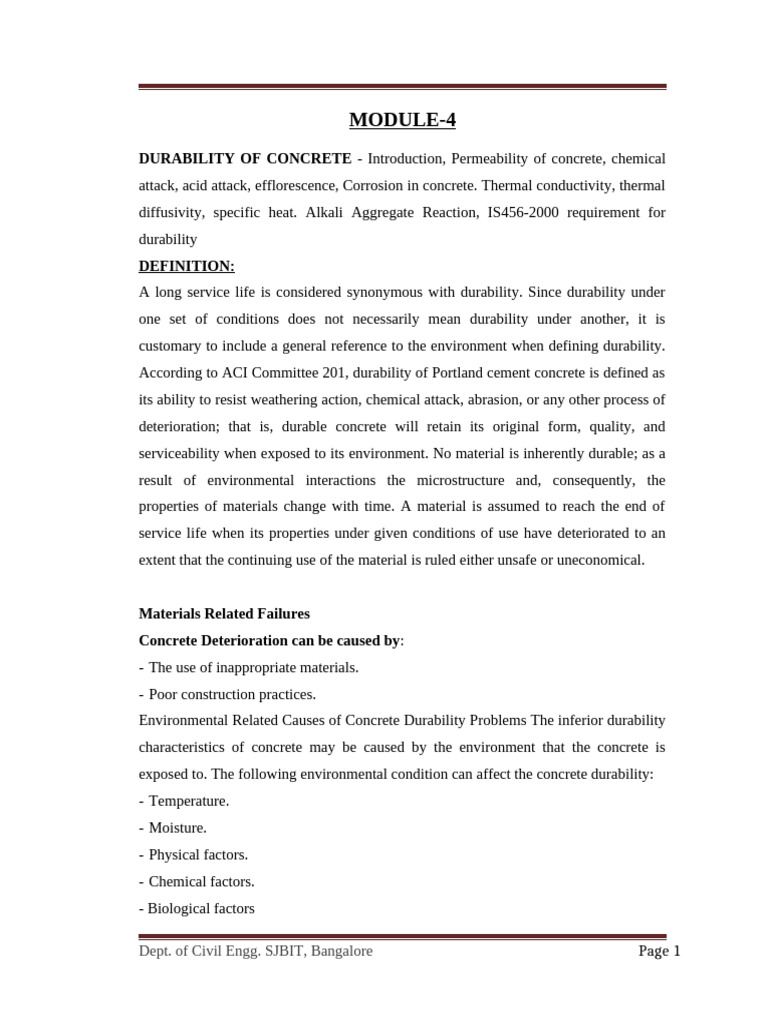 Module-4: Durability of Concrete | PDF | Concrete | Deformation ...