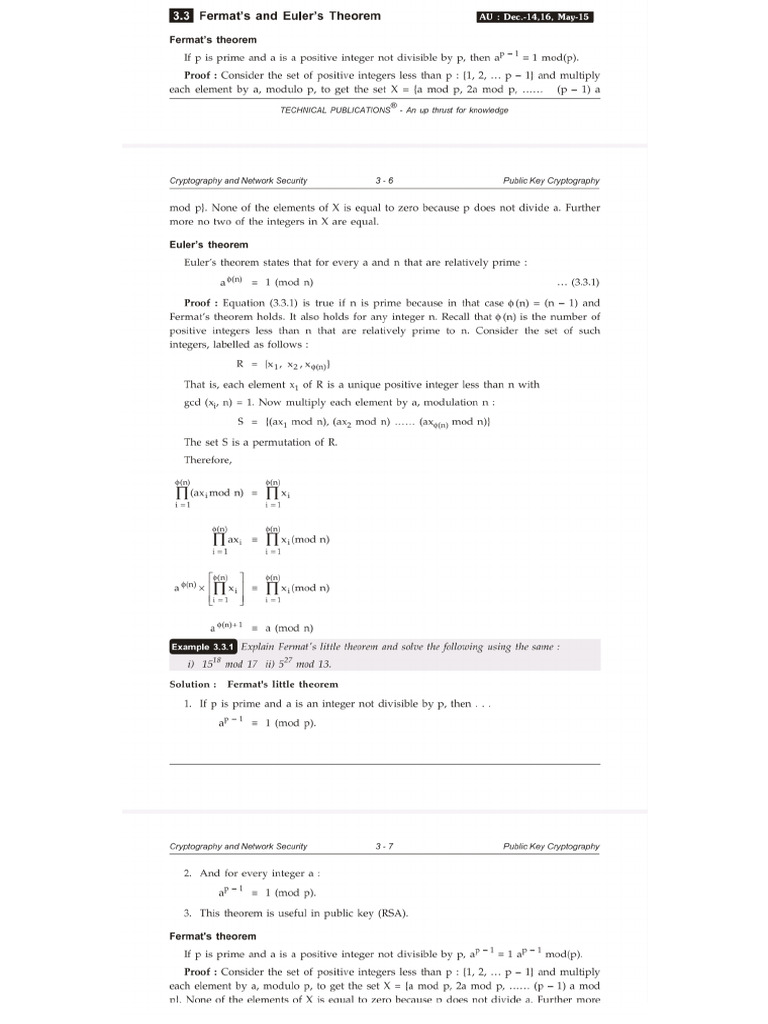 Fermet and Euler Theorem | PDF