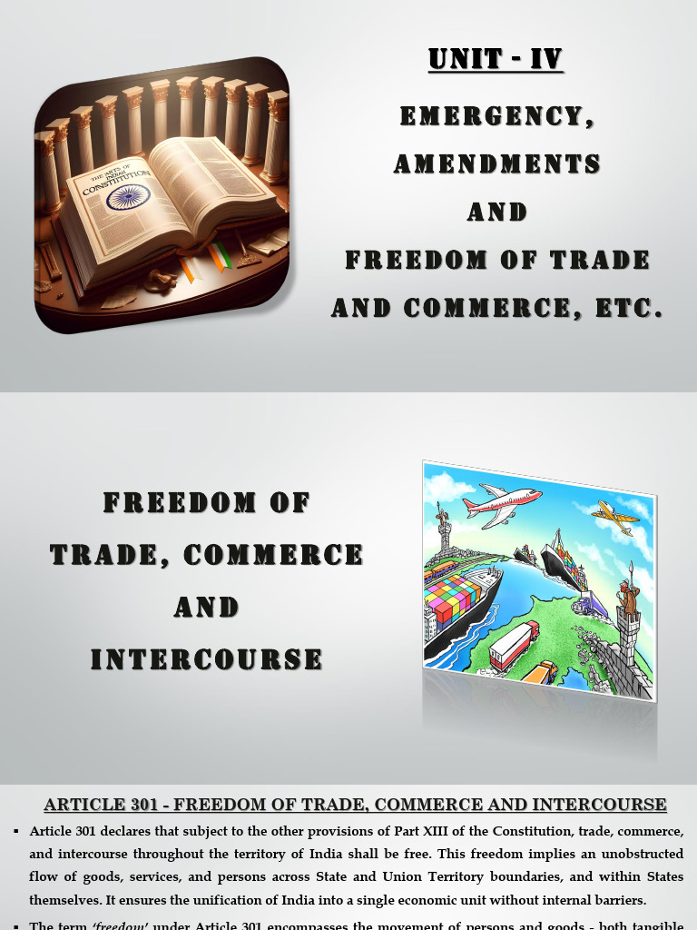 Freedom of Trade in India: Article 301 | PDF | Taxes | Commerce