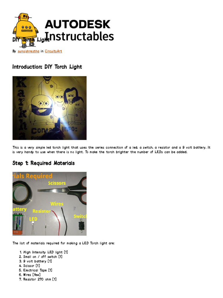 DIY Torch Light - 9 Steps - Instructables | PDF | Resistor | Equipment