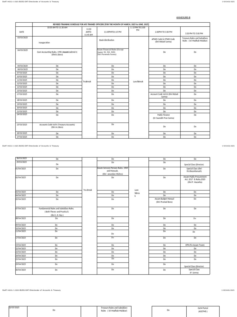 4TH Revised Schedule, Afs (21ST Batch) | PDF | Money | Economies