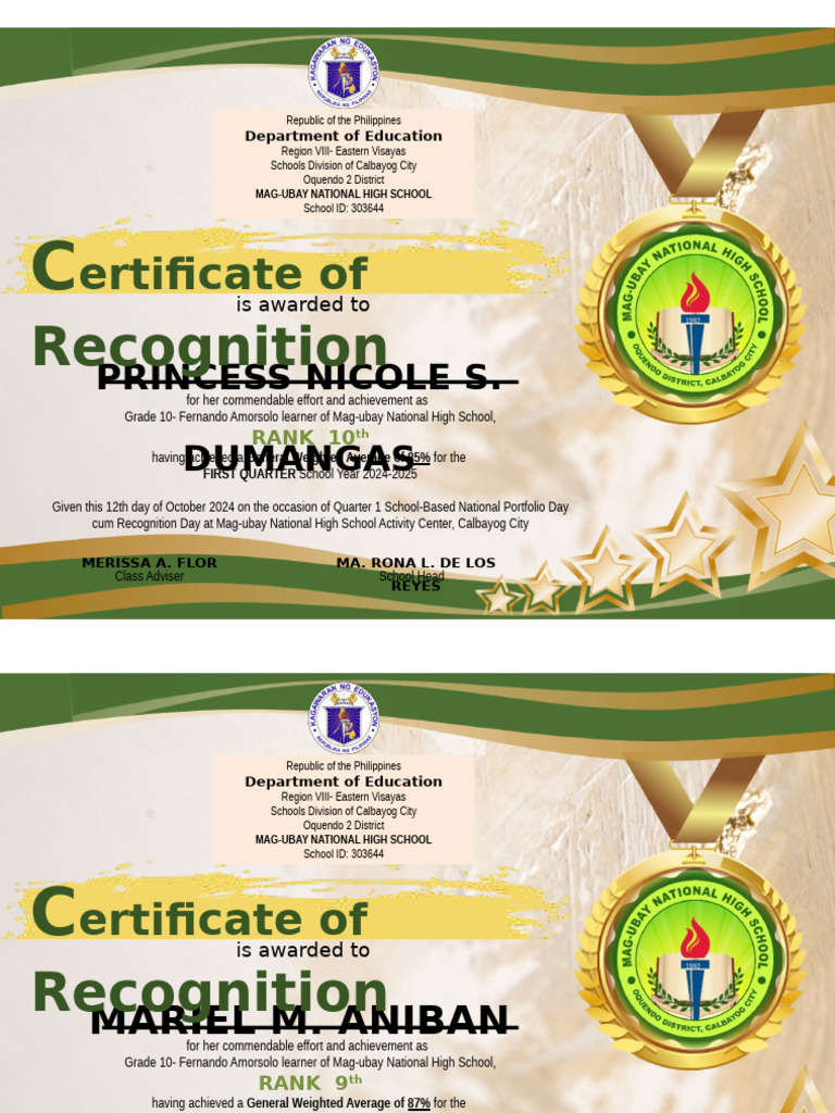 Q1 Recognition Certificate | PDF