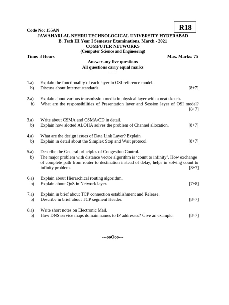 10 - University Previous Question Papers | PDF | Computer Network | Osi Model