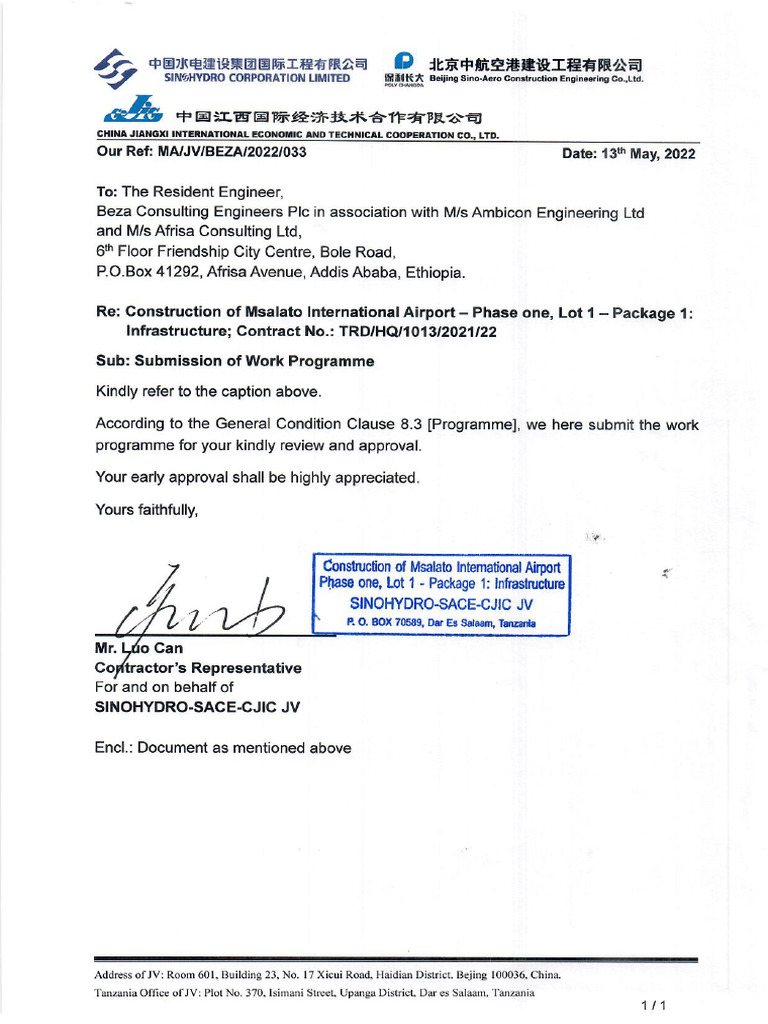 MAJVBEZA2022033 - Submission of Work Programme | PDF