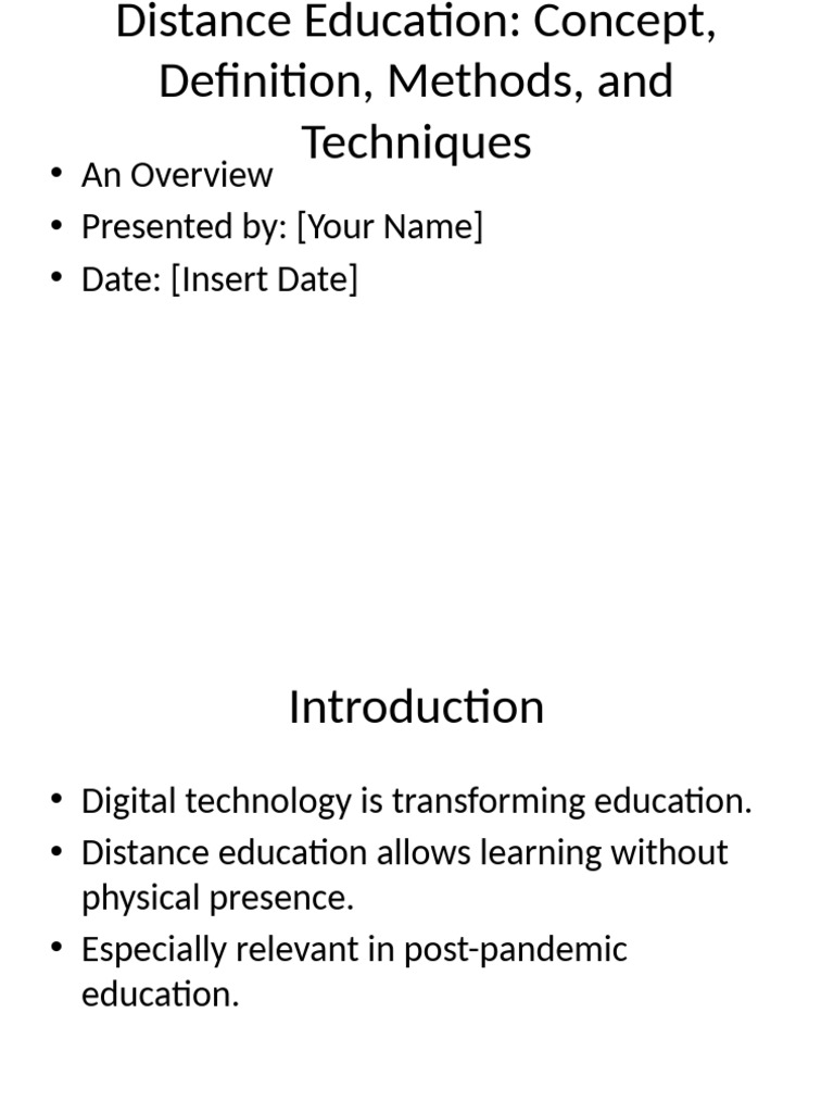 Distance Education Presentation | PDF