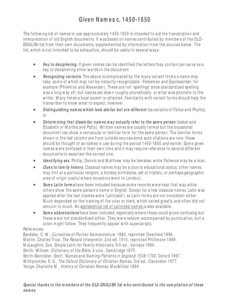 Old English Name | PDF | Linguistics