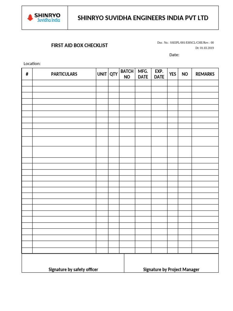 First Aid Box Inspection at Office | PDF