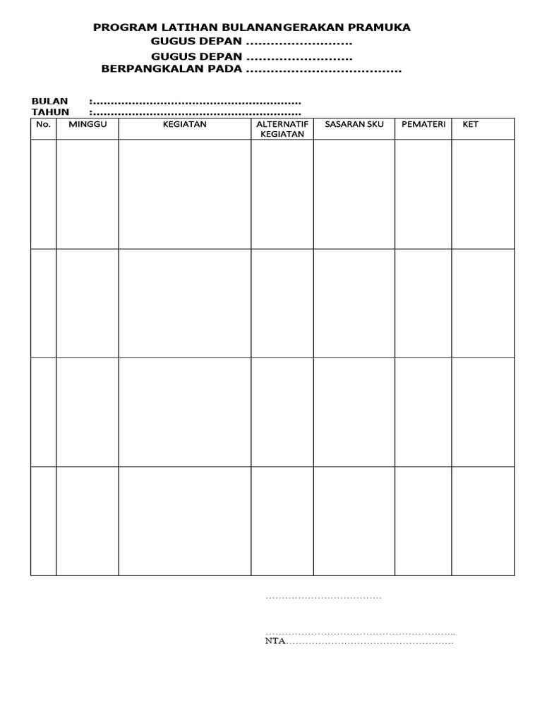 Program Latihan Bulanan Gerakan Pramuka | PDF