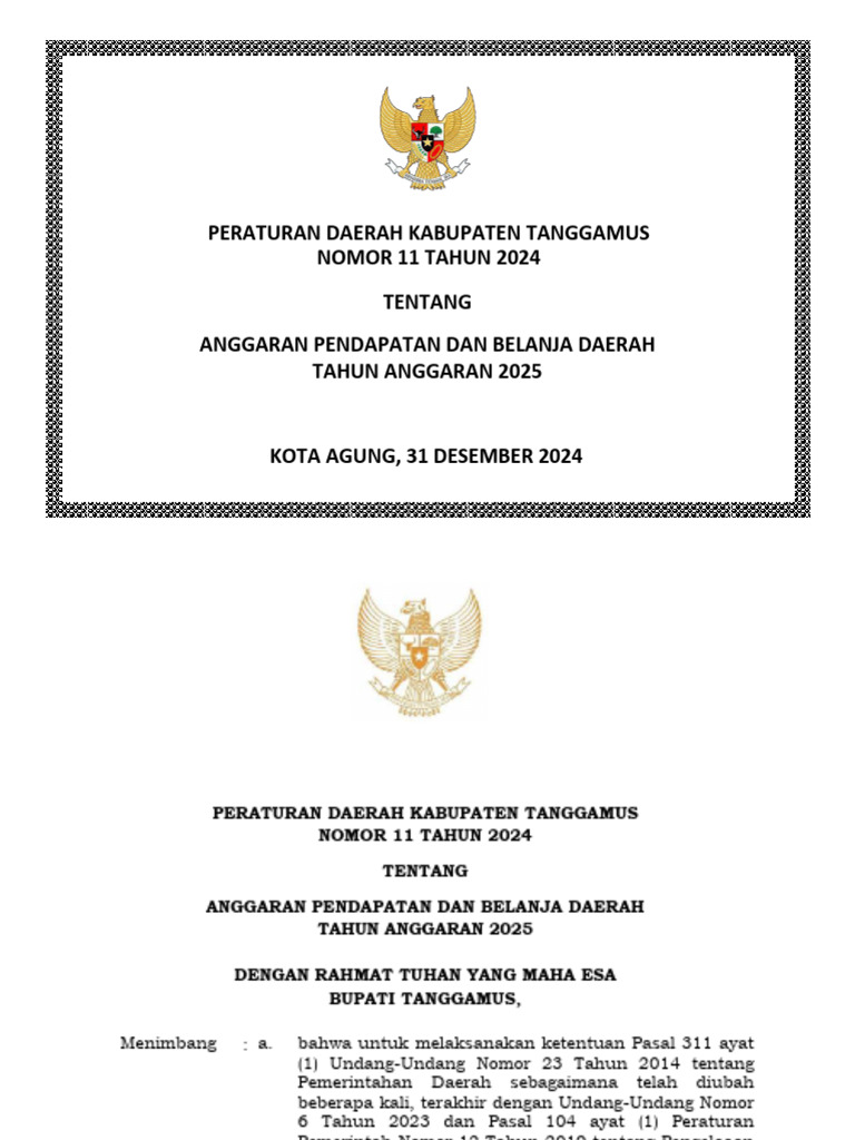 Perda Apbd Ta 2025 | PDF