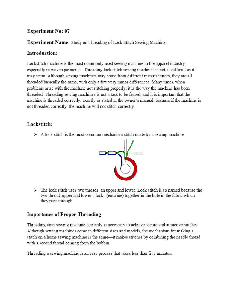 Lock Stitch Sewing Machine Threading Guide | PDF | Sewing Machine ...
