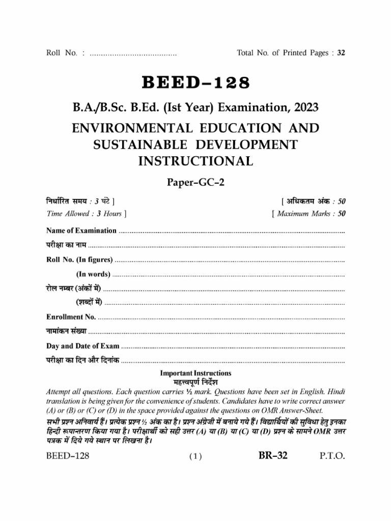 Babed Bscbed 1 Year Environmental Education and Sustainable Beed 128 ...