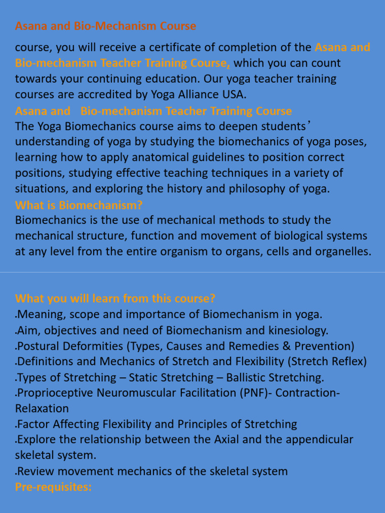 Asana and Bio-Mechanism Course | PDF | Skeletal Muscle | Flexibility ...