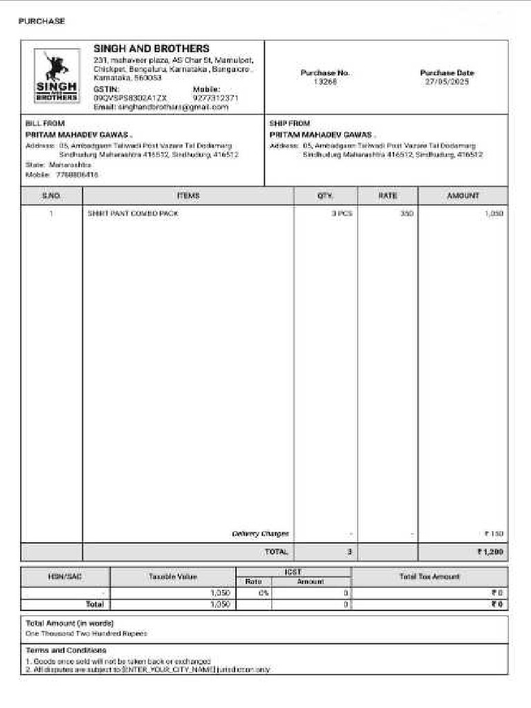 3 COMBO SET PURCHASE INVOICE | PDF