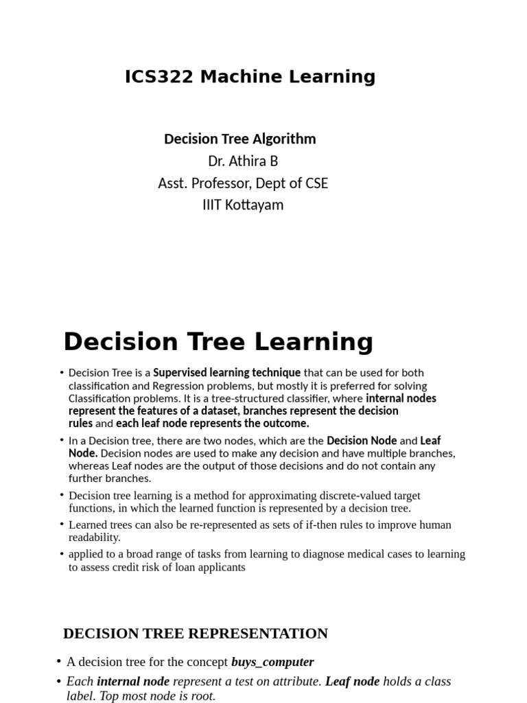 Lect 8-Decision Tree-2 | PDF | Artificial Intelligence | Intelligence (AI) & Semantics