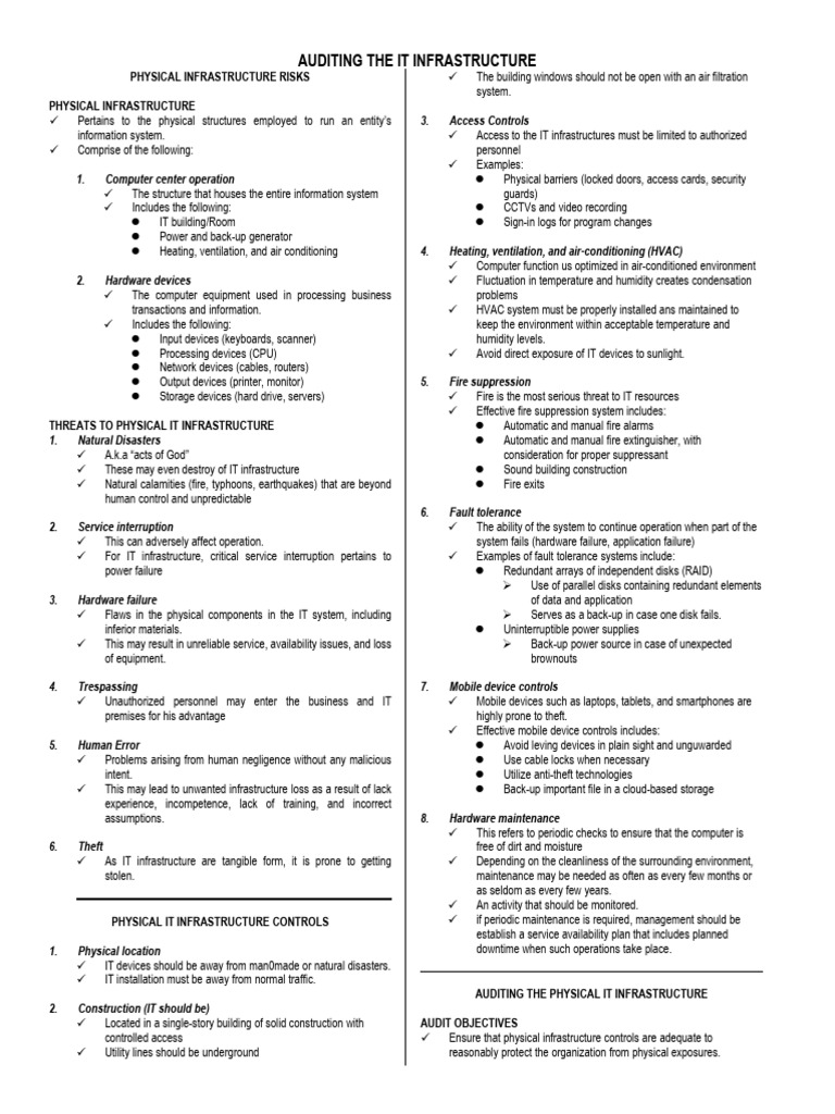 Auditing The It Infrastructure | PDF | Fault Tolerance | Computer Hardware