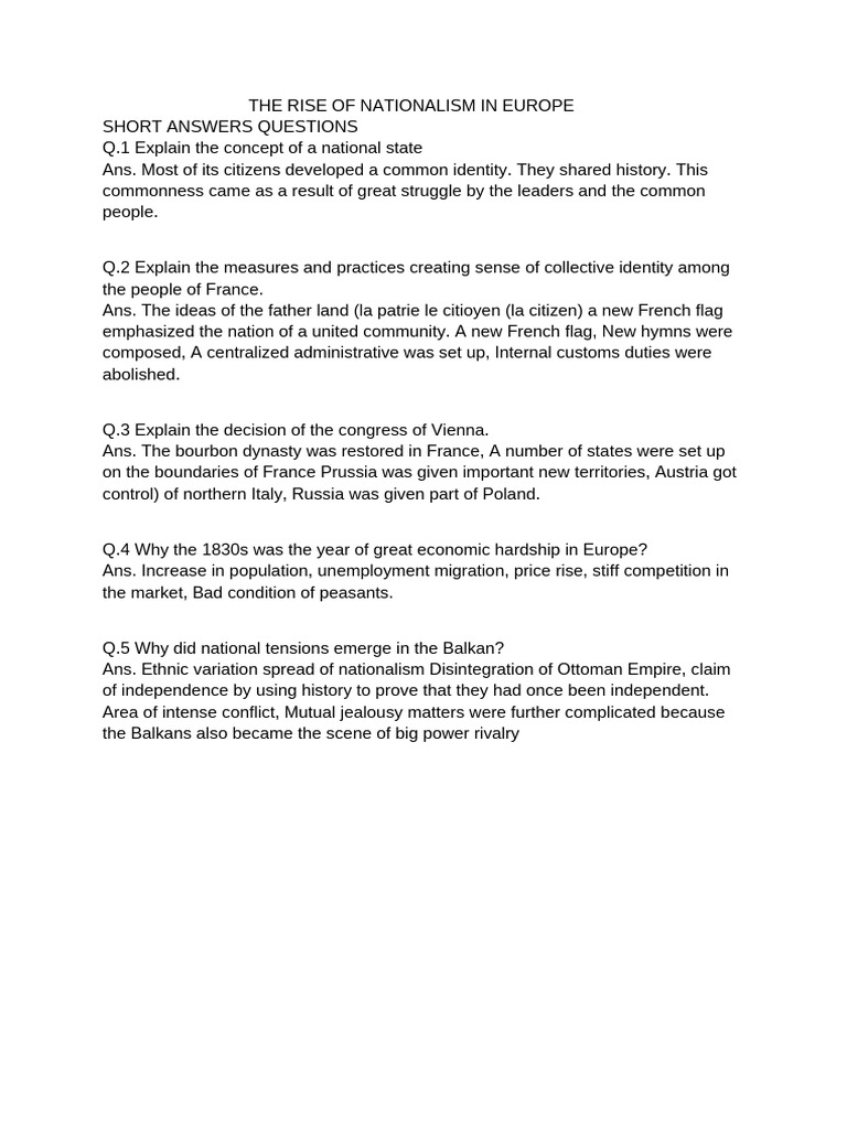 The Rise of Nationalism in Europe | PDF