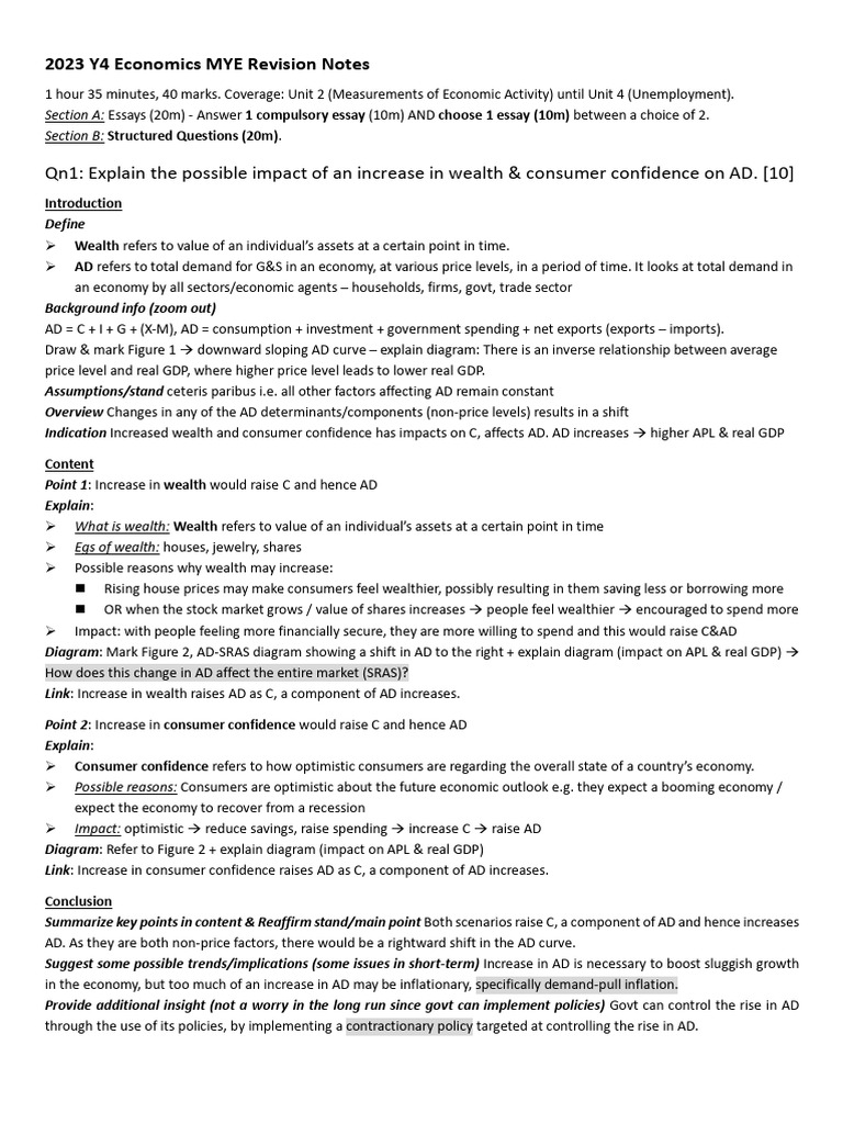 Econ MYE Revision WS Ans PDF | PDF | Unemployment | Labour Economics