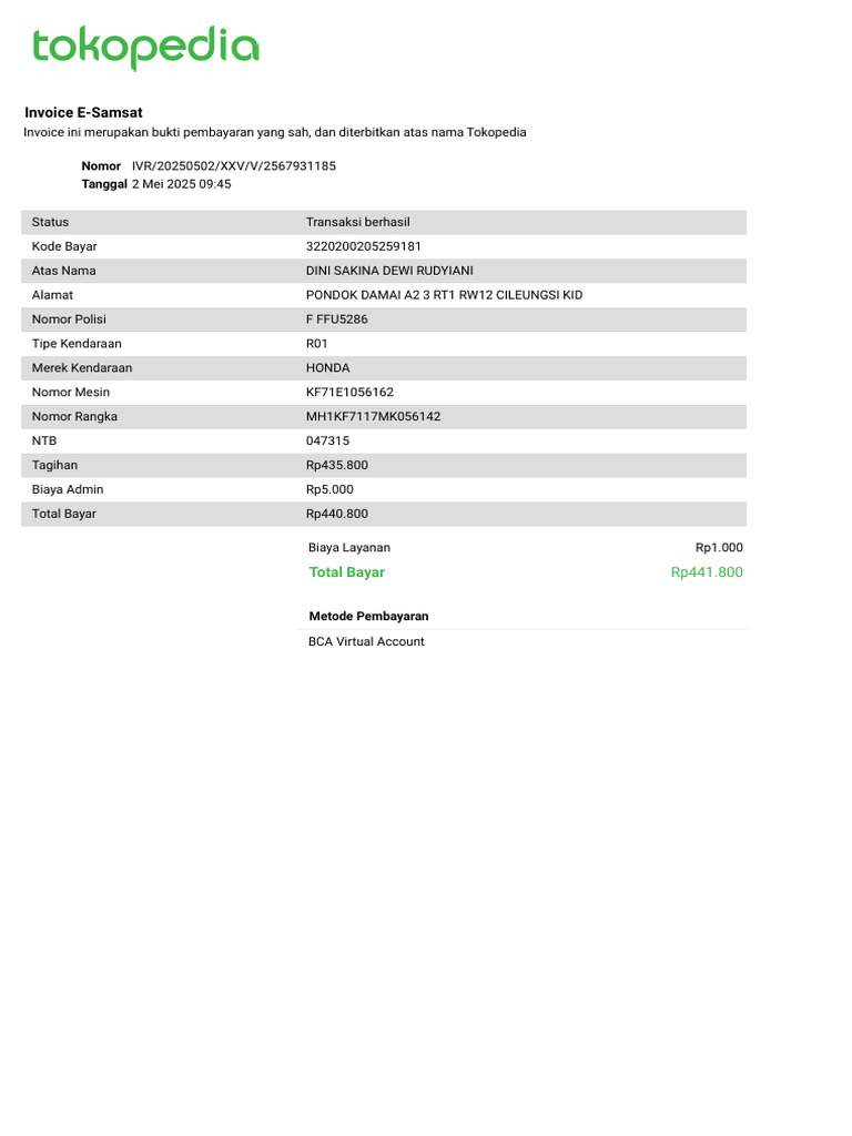 Inv Samsat PCX | PDF