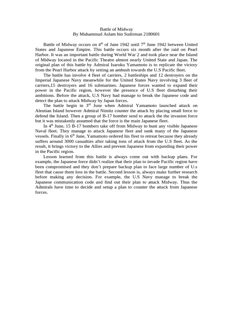 Midway Battle: Turning Point of WWII | PDF