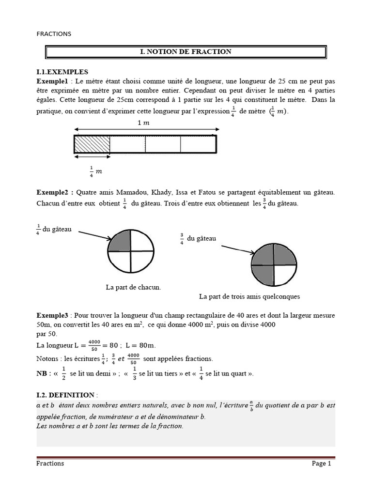Fractions : Notions et Visualisation | PDF | Nombre | Arithmétique