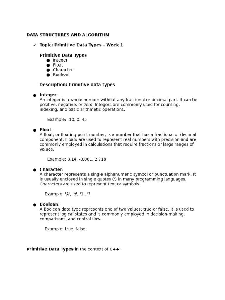 Data Structures And Algorithm Pdf Boolean Data Type Integer Computer Science