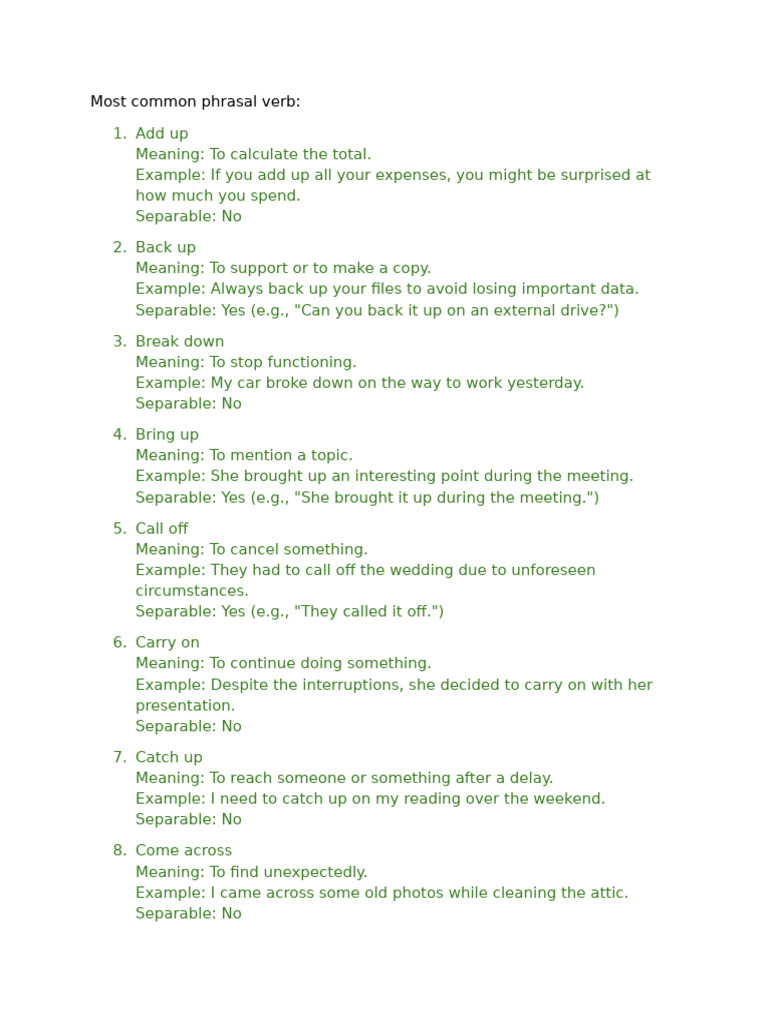 Most Common Phrasal Verb | PDF