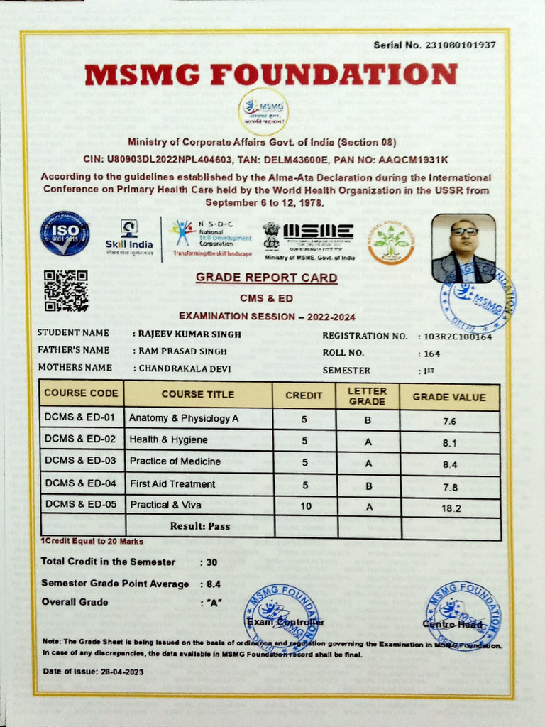 CMS & ED Course Completion Certificate | PDF | Health Sciences | Public ...