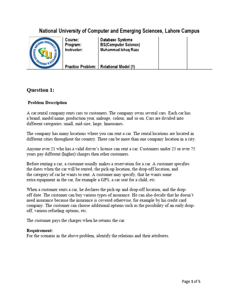 Relational Model - Practice Problem1 | PDF | Data Management | Information Retrieval