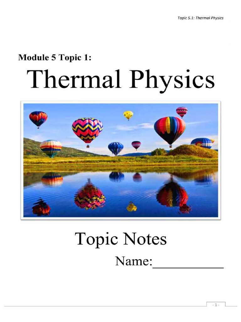Module 5 Topic 1 Thermal Physics - Final | PDF