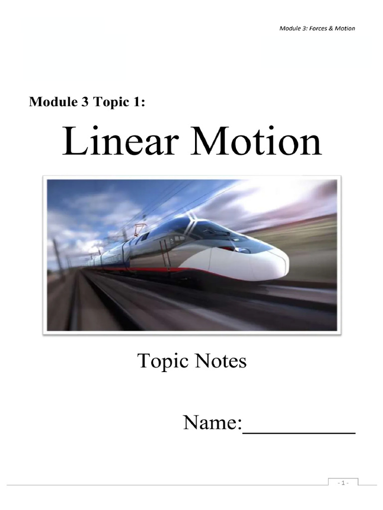 Mod 3 Booklet 1 - Motion - Oct2024 | PDF