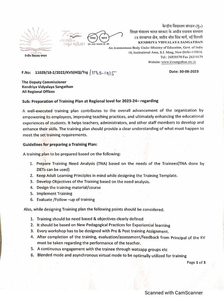 Training Plan at Regional Level | PDF
