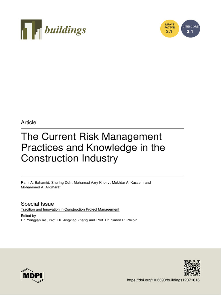 (Merge) Buildings 12 01016 With Cover - 20241012 - 220010 | PDF | Risk ...