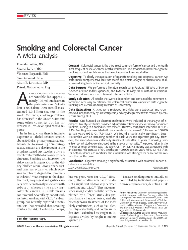 รวม smoke | PDF | Colorectal Cancer | Body Mass Index