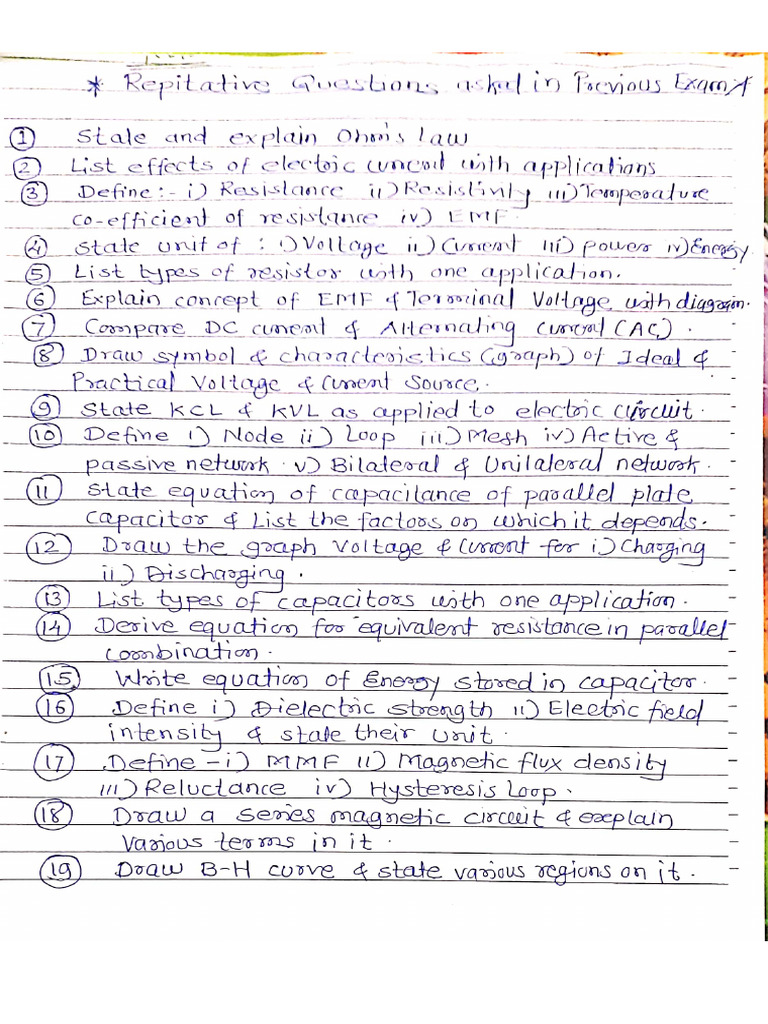 FEE Repetitive Questions | PDF